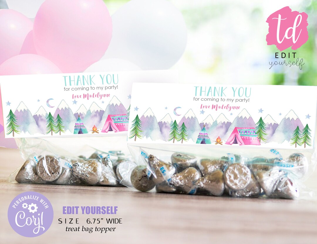 Camp Treat Bag Topper Girl Camping Sandwich Bag Topper - Etsy