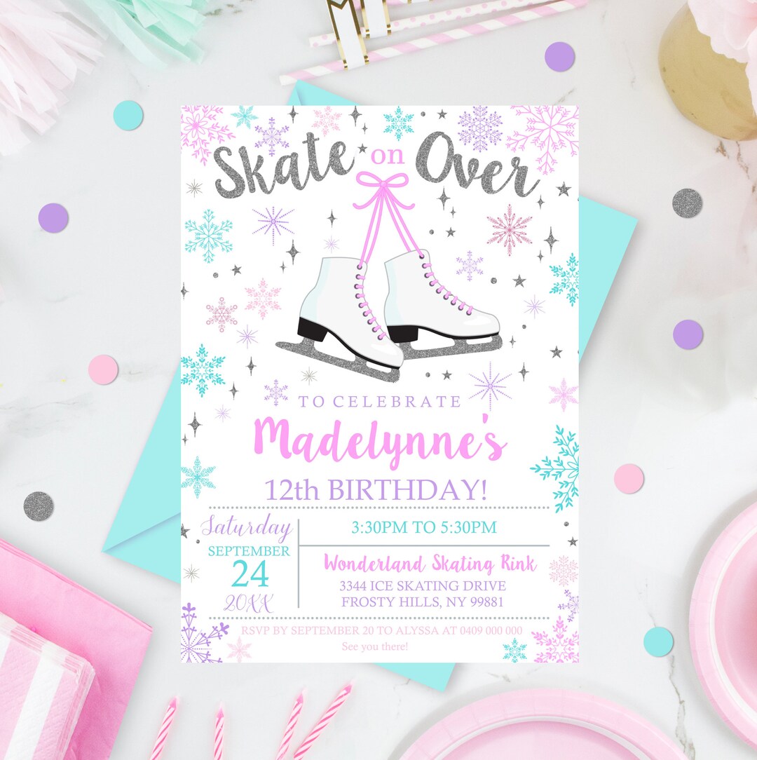 ICE SKATING INVITATION Instant Download Ice Skating Birthday Invitation ...