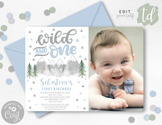 WILD AND ONE Birthday Invitation Boy 1st Birthday Invitation | Etsy