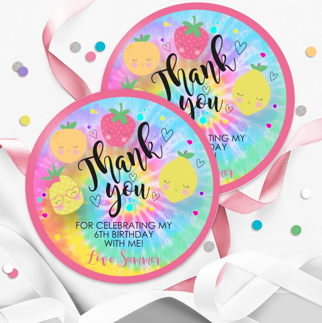 Squishy Favor Tag: Editable Rainbow Fruit Stickers (digital Download ...