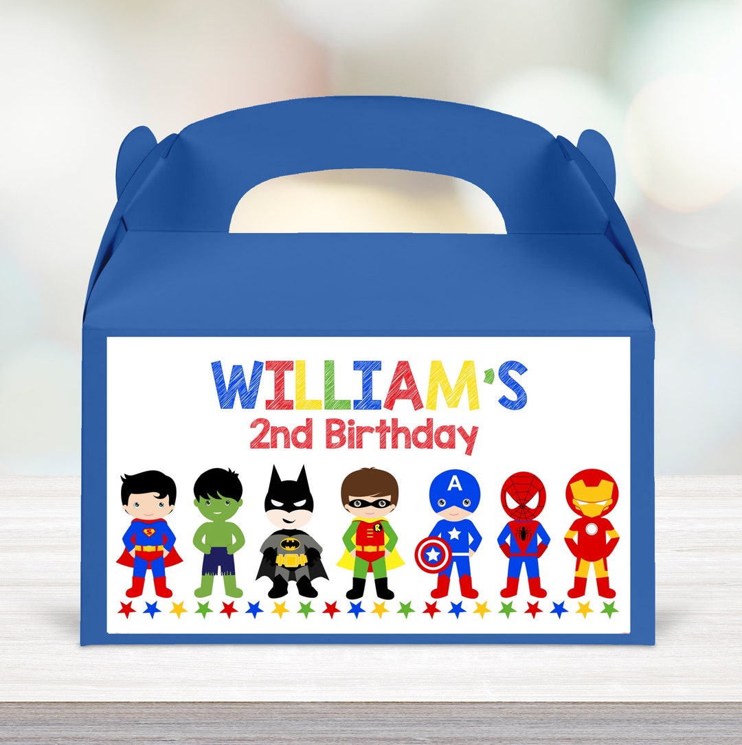 Superhero Gable Box Favor Label Superhero Gift Box Superhero Birthday ...