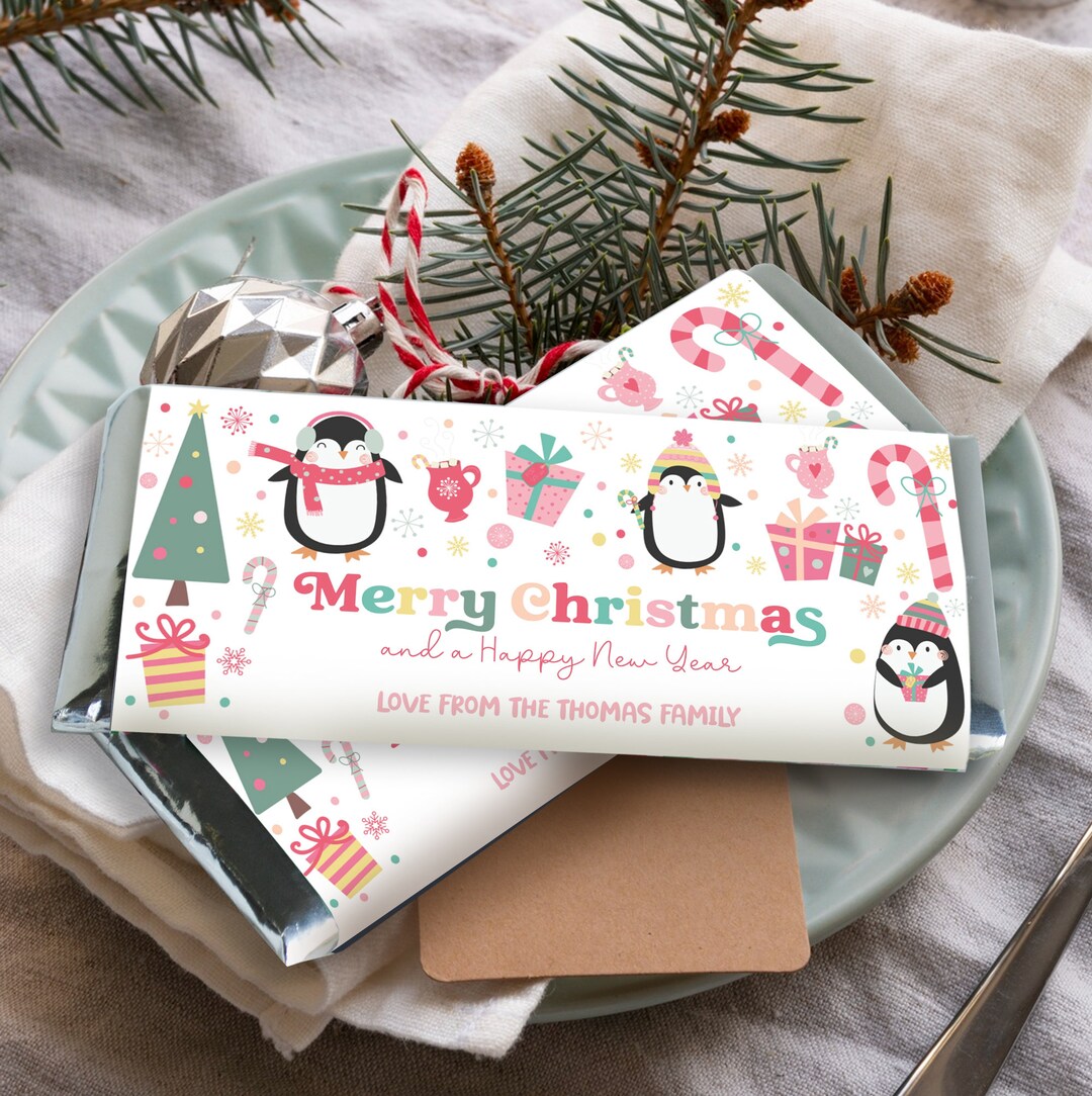 Editable CHRISTMAS Candy Bar Wrappers Penguin Candy Wrapper Favors ...