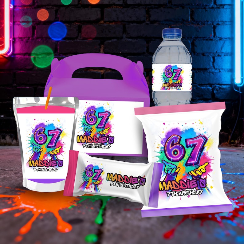 Six Seven Party Package | Girl 6-7 Snack Bundle Printable | Chip ...