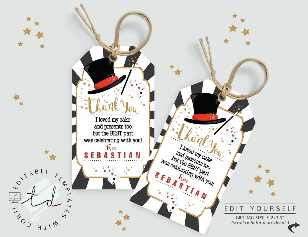 Editable Magic Show Favor Tags: Abra Cadabra Party (digital Download ...