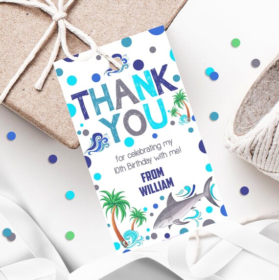 SHARK FAVOR Tag Editable Shark Favor Tags Printable Shark Pool - Etsy