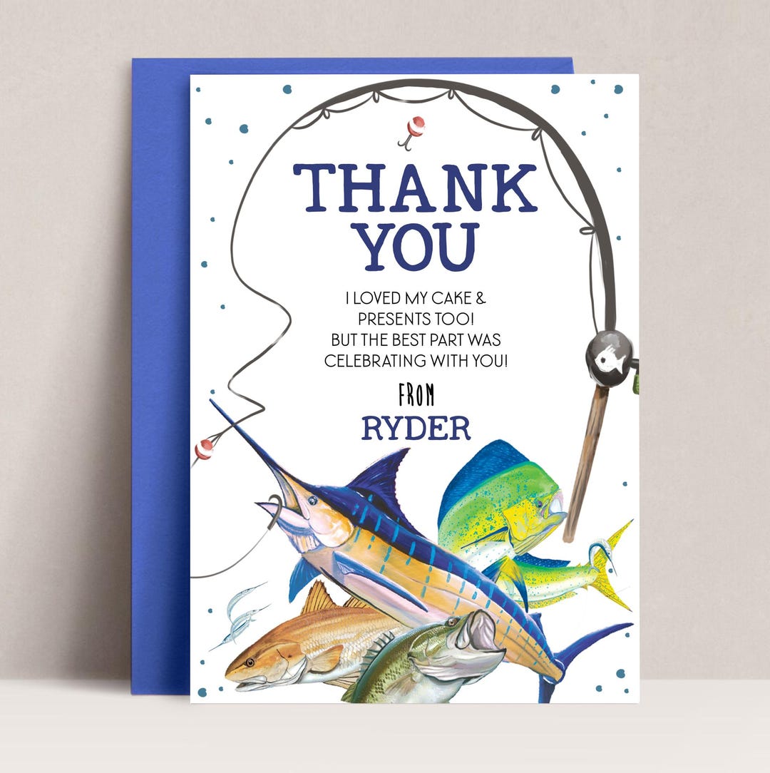 FISHING THANK You Fishing Thank You Editable Fishing Birthday Thank You ...
