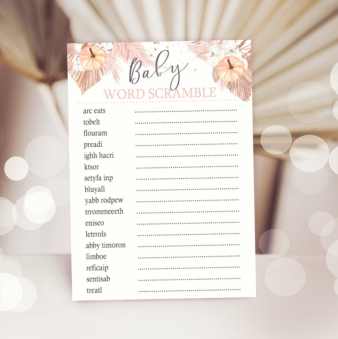 PUMPKIN Baby Word Scramble Game Instant Download Pampas Grass Baby ...