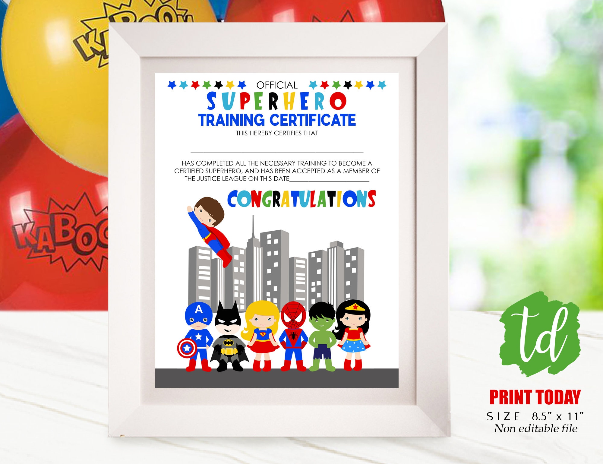 SUPERHERO Training Certificate Superhero Certificate Superhero | Etsy