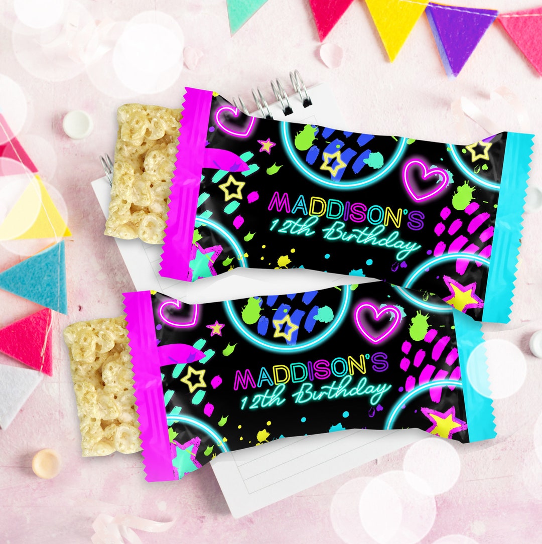 GLOW Rice Krispies Treat Wrappers Editable Neon Rice Krispie Wrapper ...