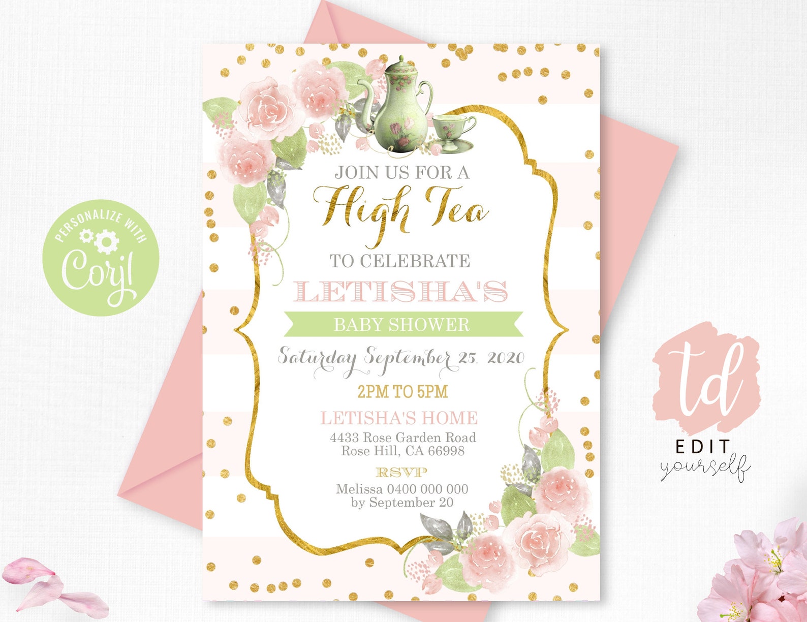 HIGH TEA Baby Shower Invitation Instant Download AFTERNOON Tea - Etsy