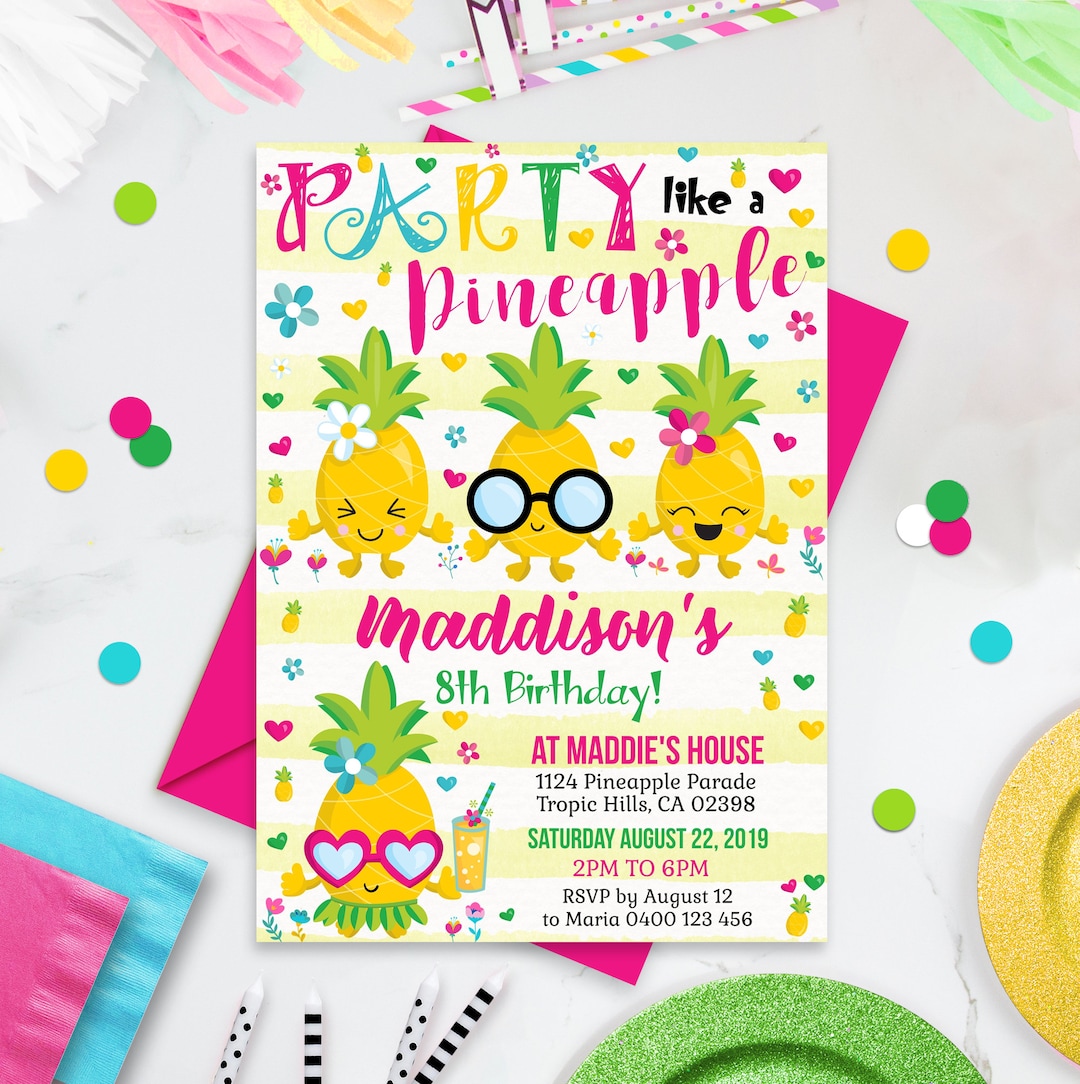 PINEAPPLE INVITATIONS Party Like a Pineapple Invitation Summer Party ...