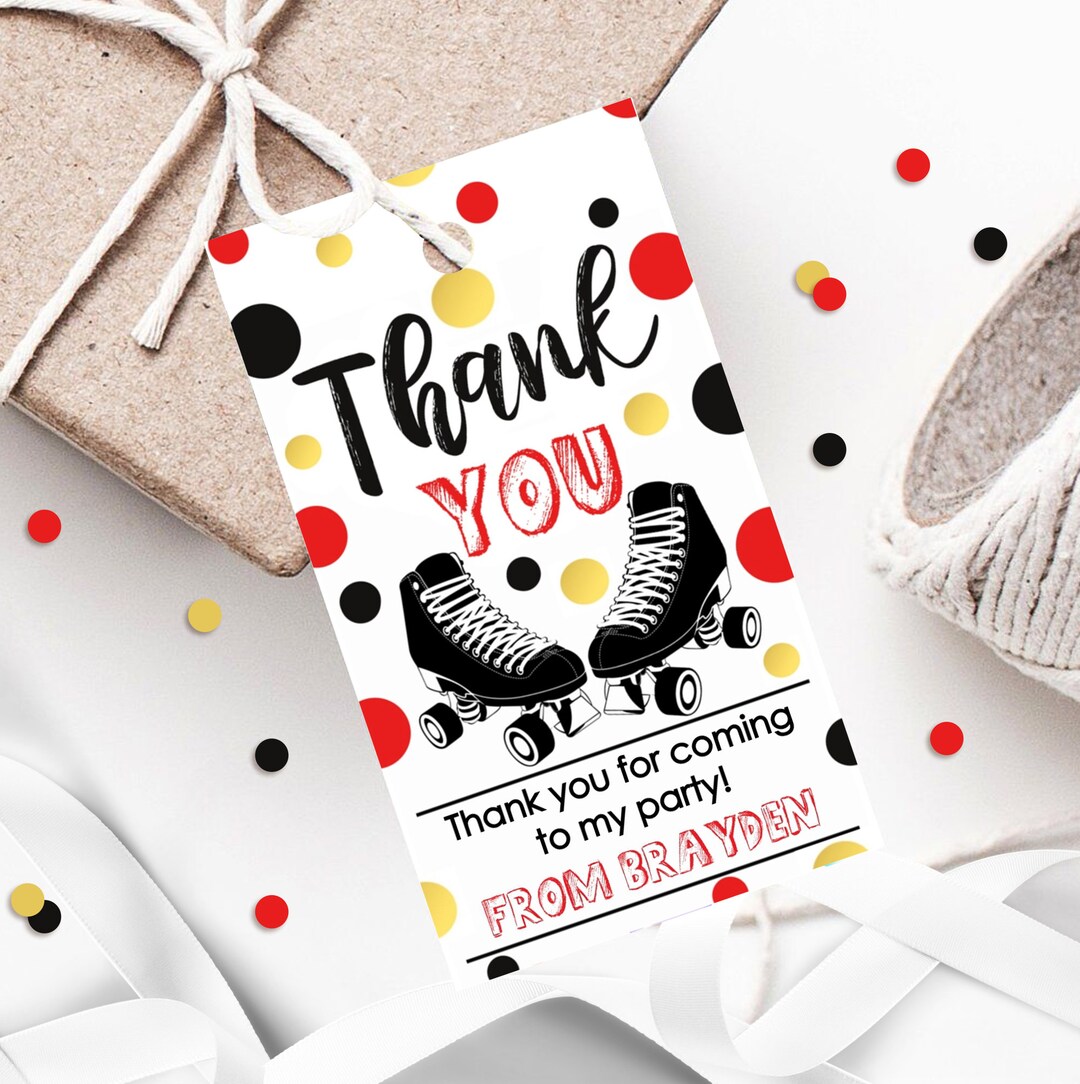 ROLLER SKATE FAVOR Tag Editable Roller Skate Favor Tag Rollerskating ...