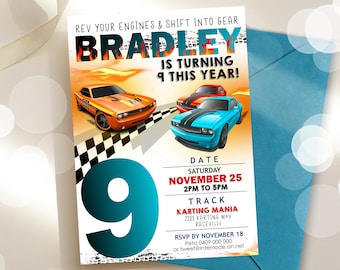 Race Car Fast Five Birthday Party Invitation Favor Tag - Etsy