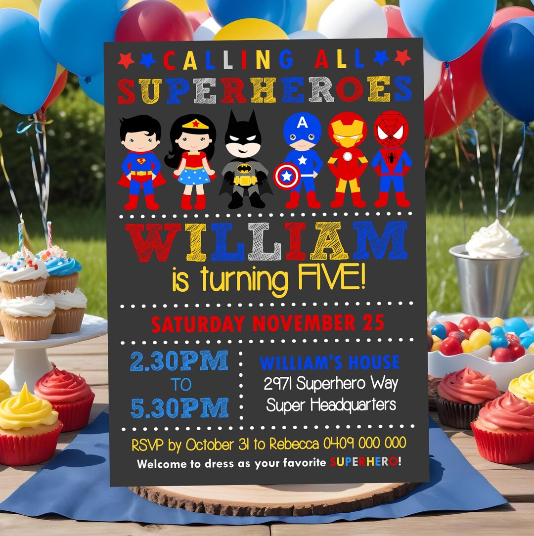 SUPERHERO INVITATION EDITABLE Superhero Invitation Superhero Party ...