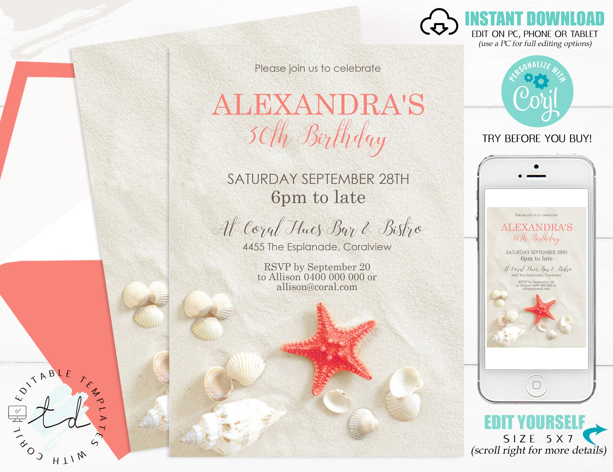 Beach Theme Invitations Printable