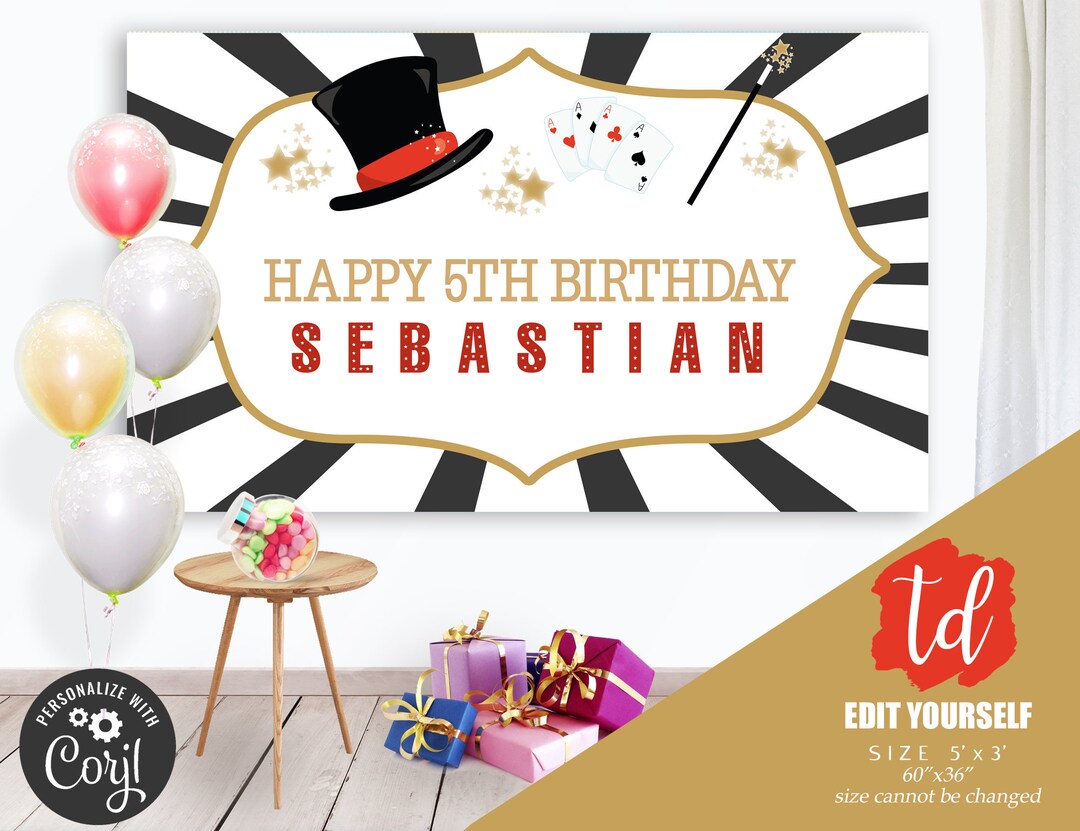 MAGIC Birthday Banner Instant Download 5x3 Ft Magic Birthday Welcome ...