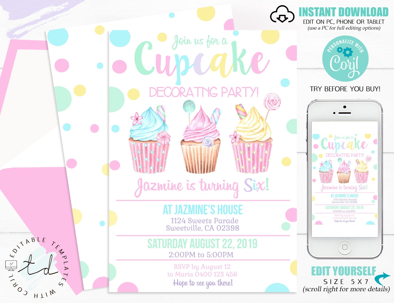 Cupcake Decorating Party Invitation Cupcake Invitation Cupcake | Etsy