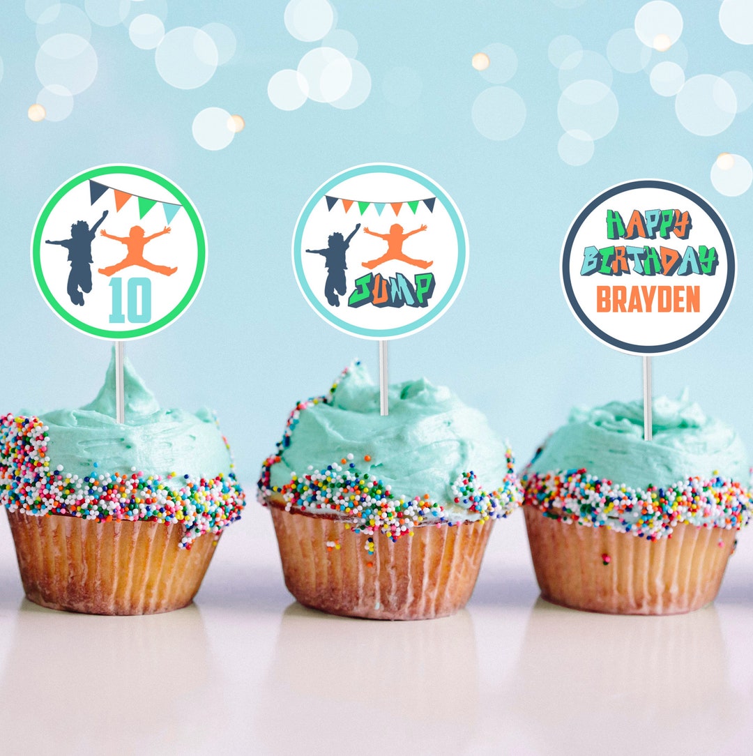 Jump Party Cupcake Toppers: Editable Bounce Theme (digital Download) - Etsy