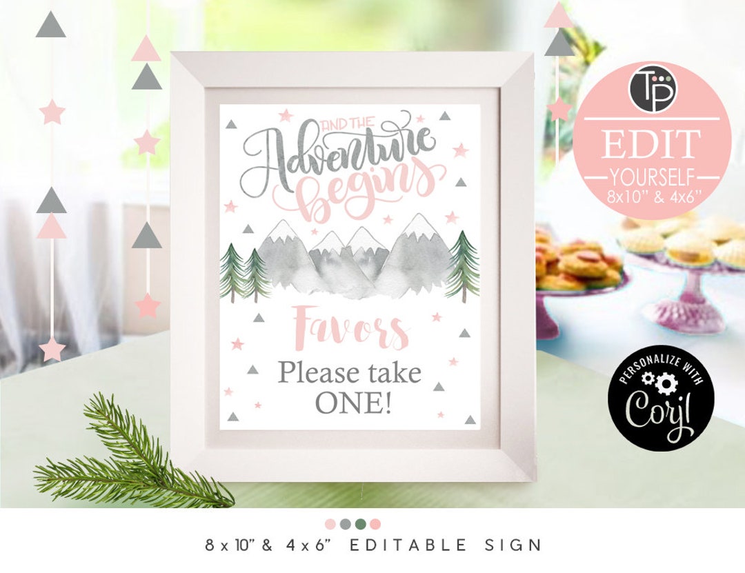 Girl Adventure Signs Editable Adventure Party Signs Corjl Adventure ...