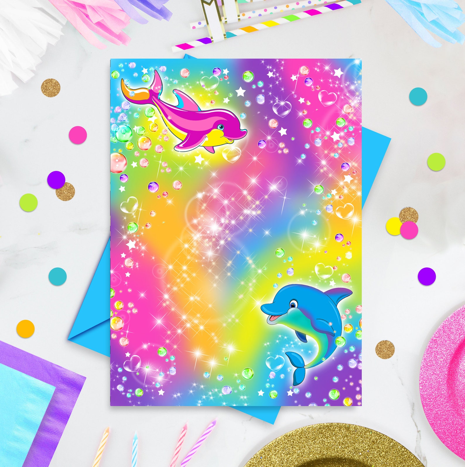 Rainbow Dolphin Birthday Invitation: Editable Pool Party Evite (digital ...