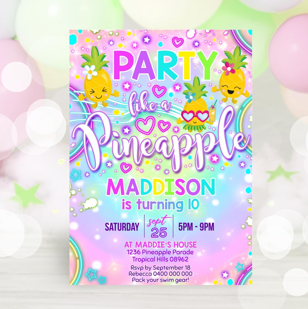 PINEAPPLE INVITATION Party Like a Pineapple Invitation Summer Party ...