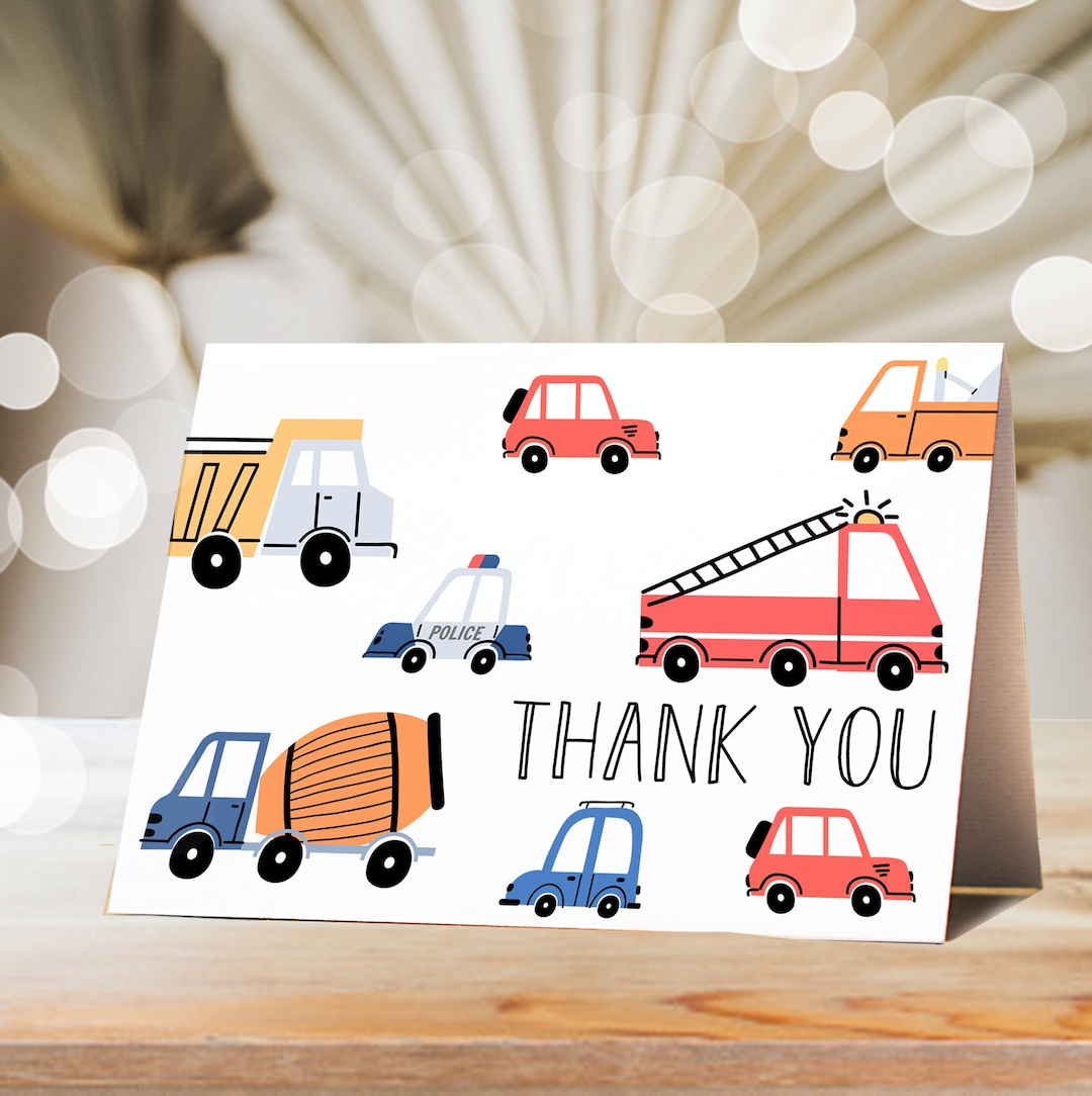 TRANSPORTATION THANK You Card Printable Modern Transport Folding Thank ...