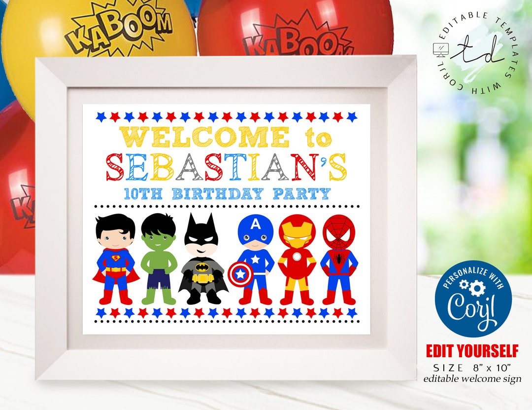 SUPERHERO WELCOME SIGN Instant Download Superhero Sign Superhero ...