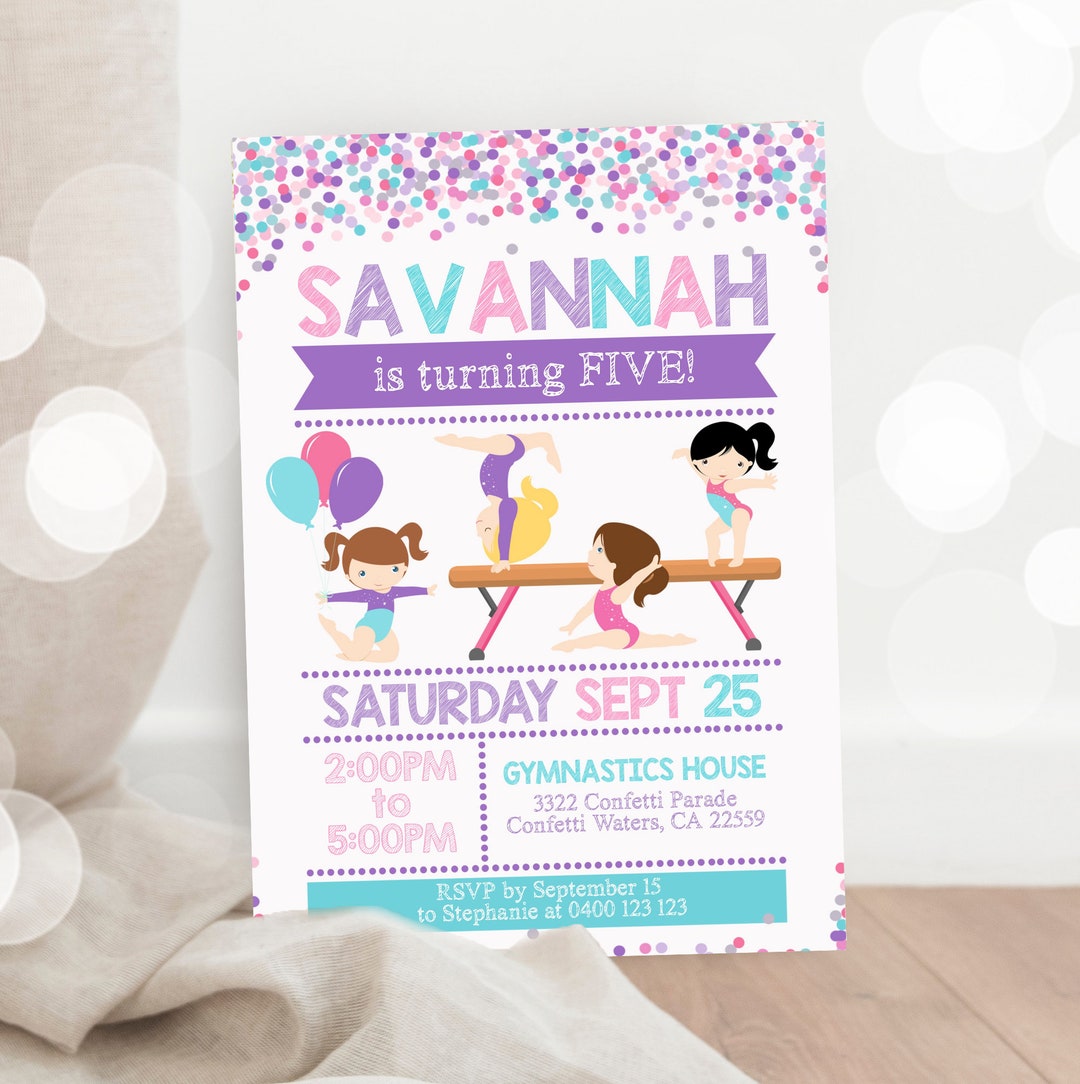 GYMNASTICS INVITATIONS Download Gymnastics Invitation Gymnastics Party ...