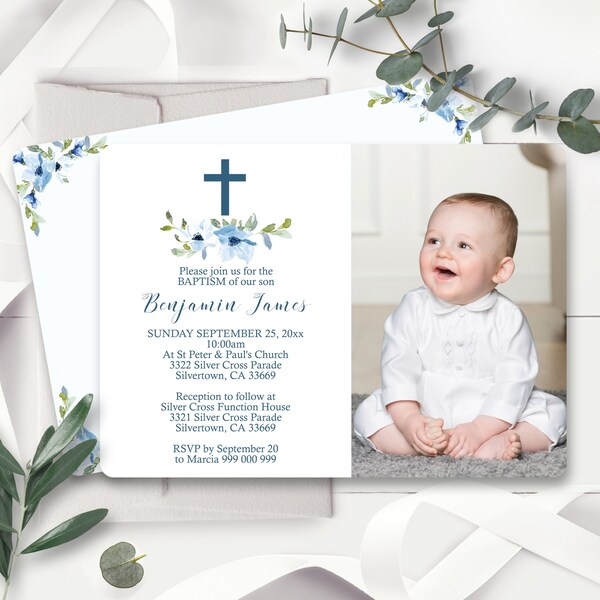 Baptism Photo Invitation - Etsy