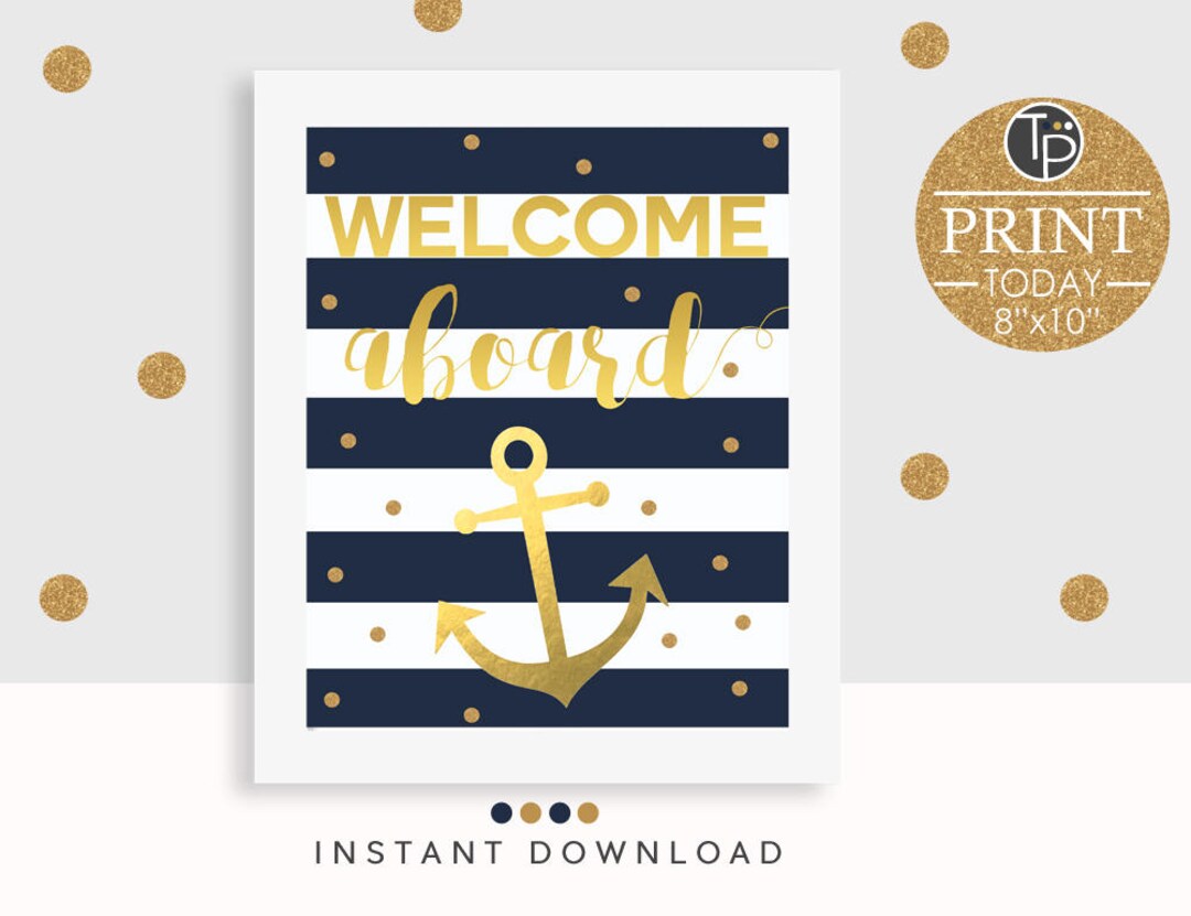 NAUTICAL WELCOME SIGN, Instant Download, Nautical Welcome Sign ...