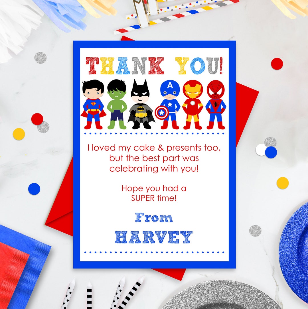 SUPERHERO THANK YOU Card Instant Download Superhero Thank You Superhero ...