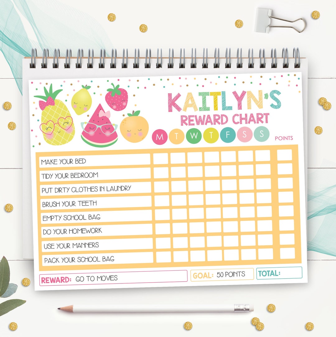 EDITABLE REWARD CHART Fruit Reward Chart Instant Download Tutti Frutti ...