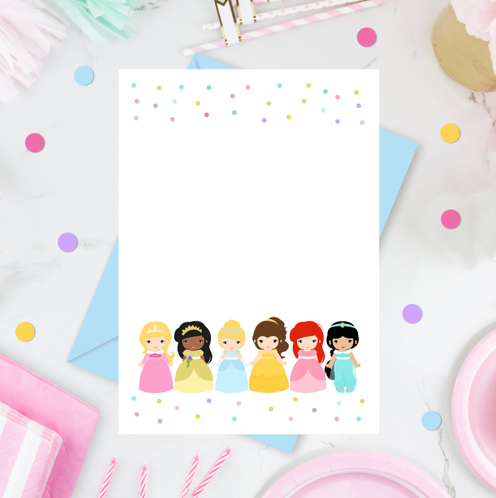 PRINCESS THANK YOU Card Princess Thank You Editable Princess - Etsy