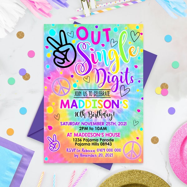 Peace Out Single Digits Invitation - Etsy