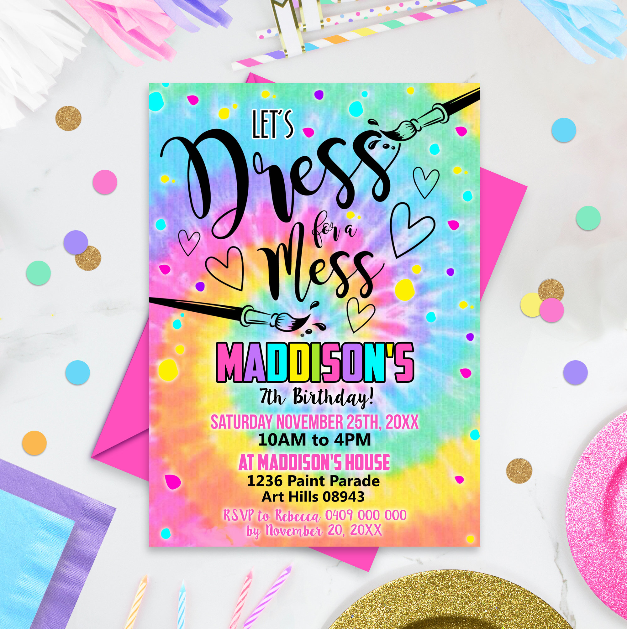 Art Party Invitations Girls