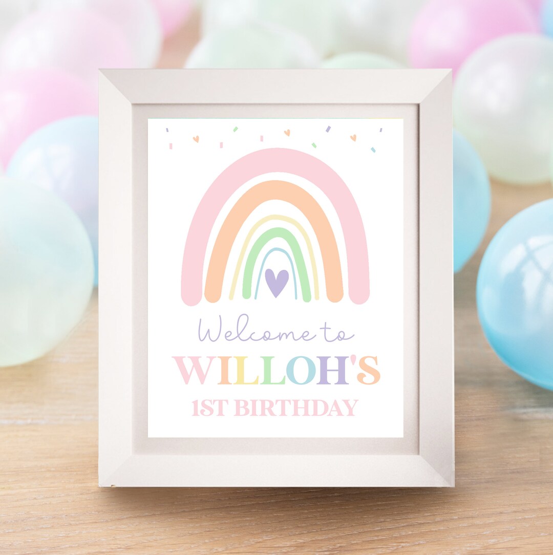 RAINBOW WELCOME Sign Instant Download Modern Rainbow Sign Editable ...