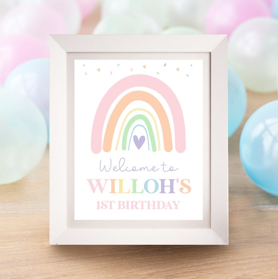 RAINBOW WELCOME Sign Instant Download Modern Rainbow Sign - Etsy