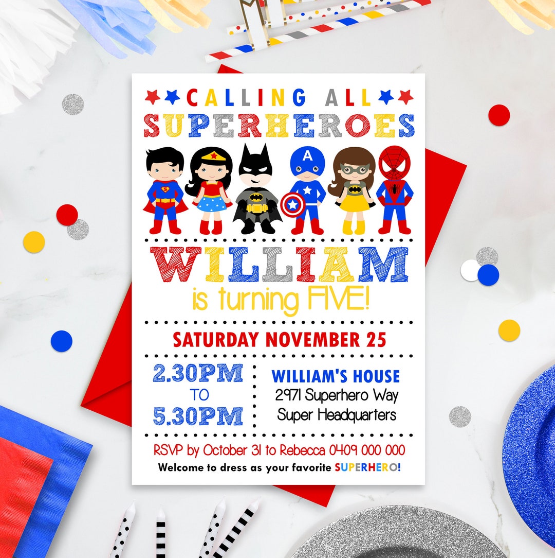 SUPERHERO INVITATION EDITABLE Superhero Invitation Superhero Party ...