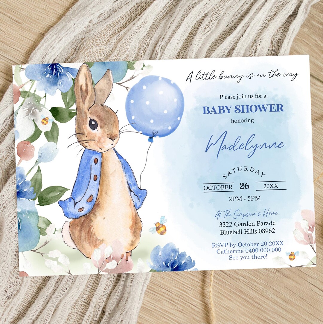 PETER RABBIT Baby Shower Invitation Editable Peter Rabbit Baby Shower ...