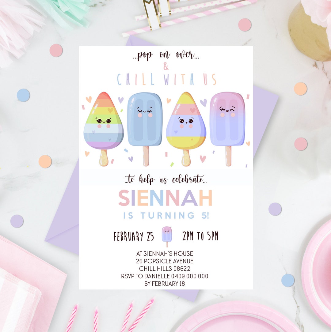 POPSICLE INVITATIONS Summer Party Invitation Ice Block Birthday Invite ...