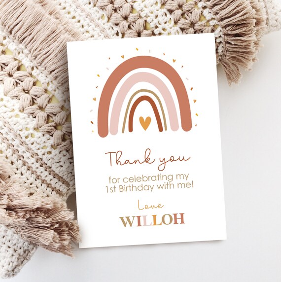 BOHO RAINBOW THANK You Digital Boho Rainbow Thank You Note - Etsy