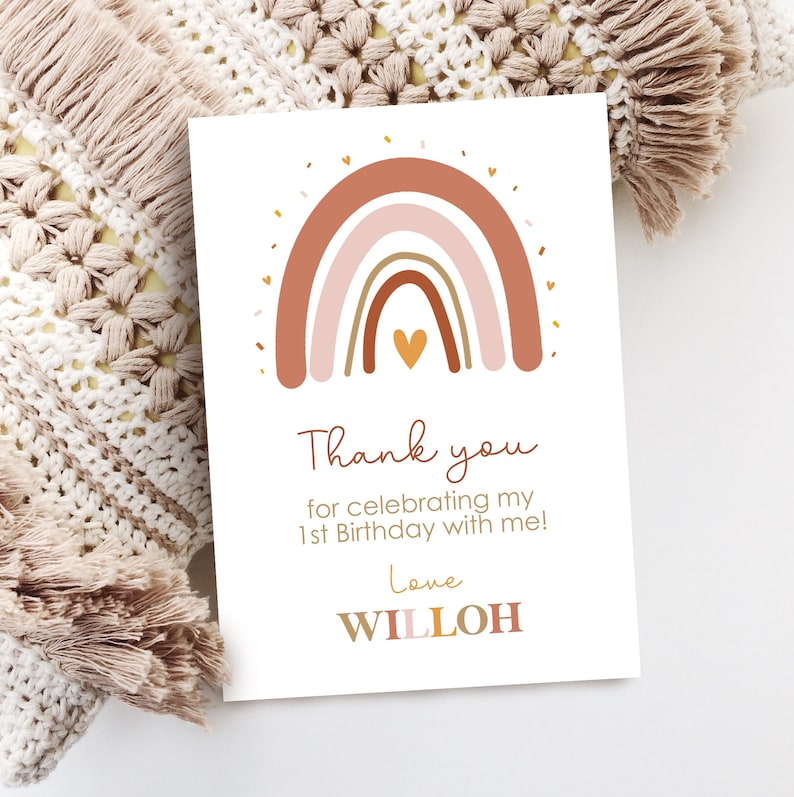 BOHO RAINBOW THANK You Digital Boho Rainbow Thank You Note - Etsy