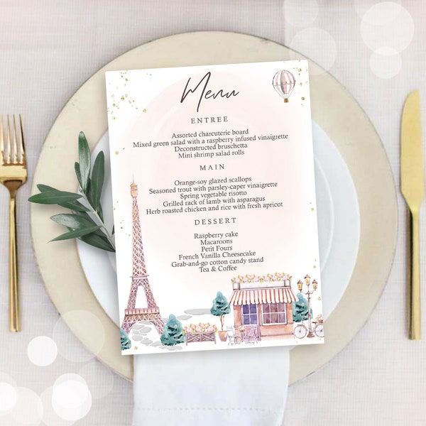 Eiffel Tower Designed Menus - Etsy