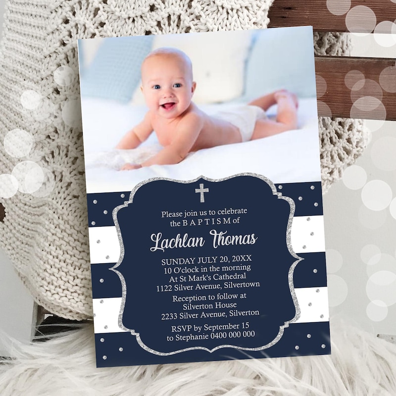 Baptism Photo Invitation - Etsy