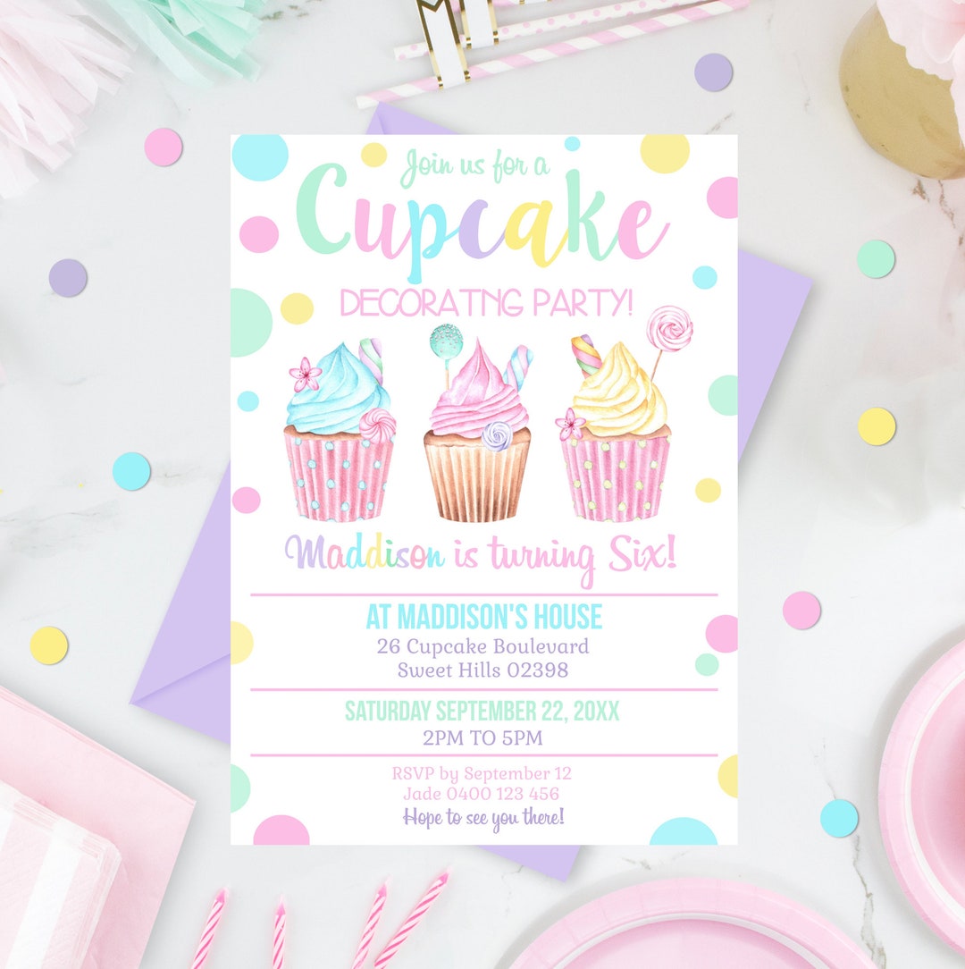 Cupcake Decorating Party Invitation Cupcake Invitation Cupcake ...