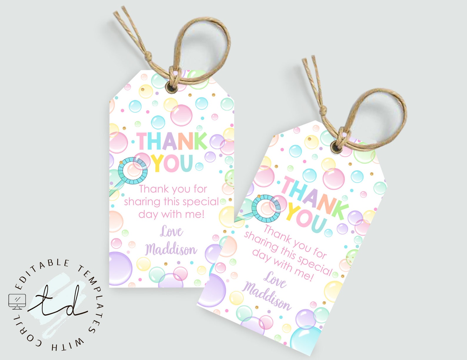BUBBLES FAVOR Tag Editable Bubbles Favor Tags Printable | Etsy