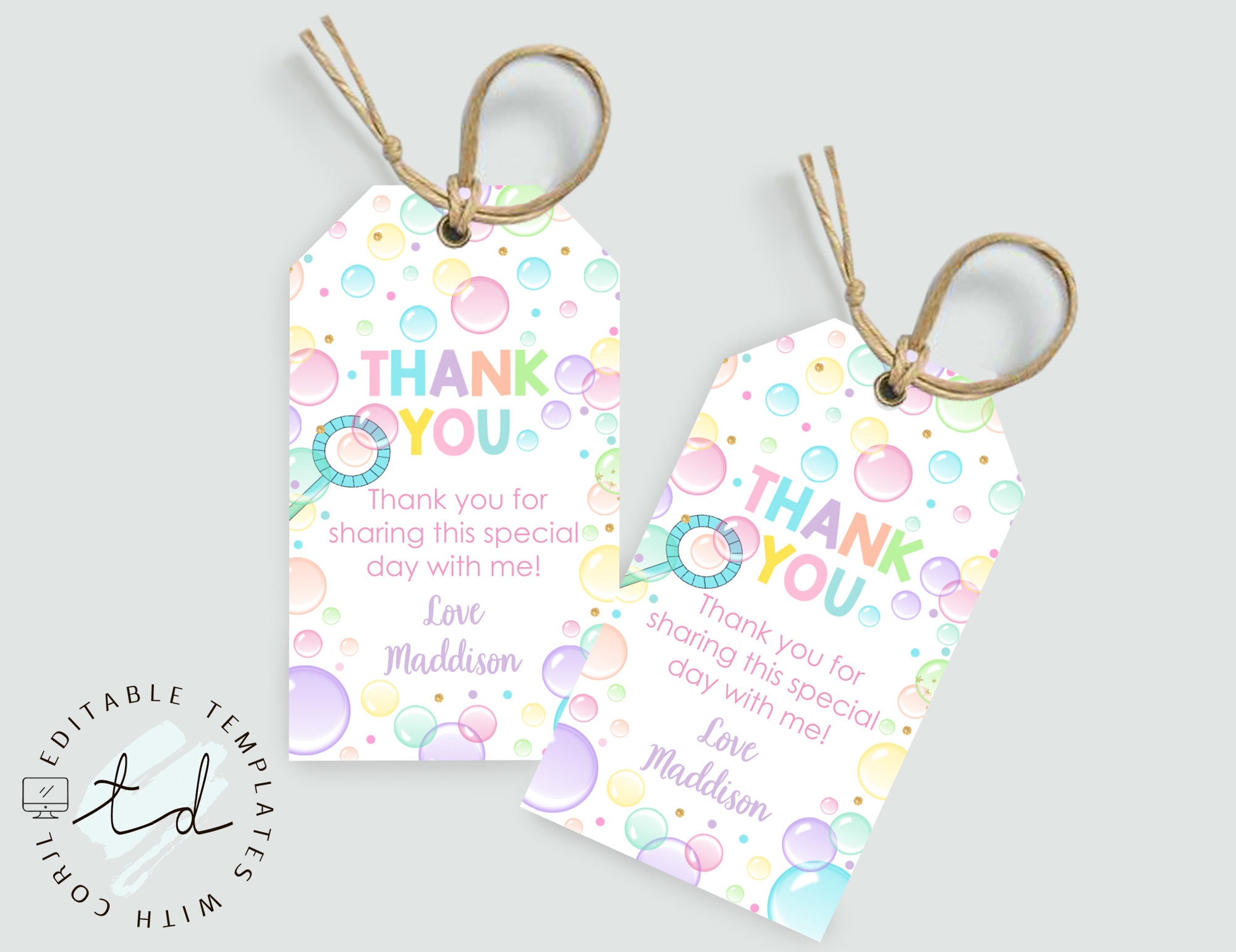 BUBBLES FAVOR Tag Editable Bubbles Favor Tags Printable | Etsy