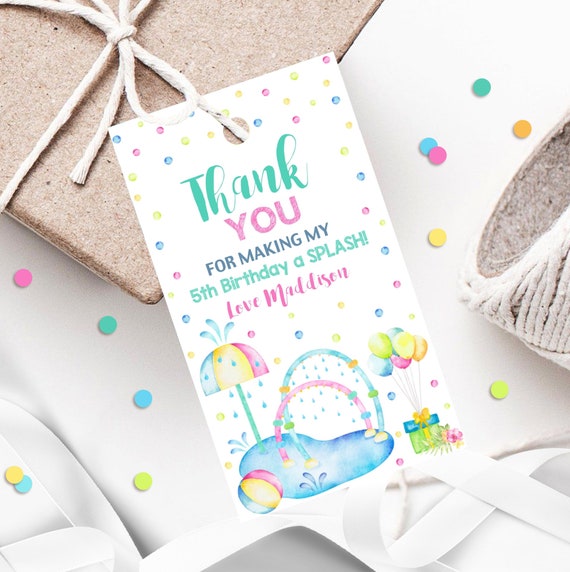 SPLASH PAD FAVOR Tag Editable Splash Pad Favor Tags Printable - Etsy