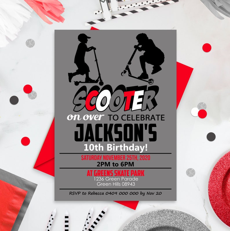 SCOOTER PARTY INVITATION Instant Download Scooter Birthday - Etsy