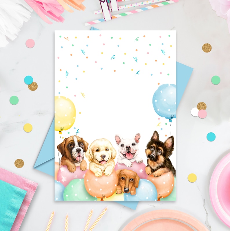 Puppy Pawty Invitation Editable Dog Party Invitation Printable - Etsy